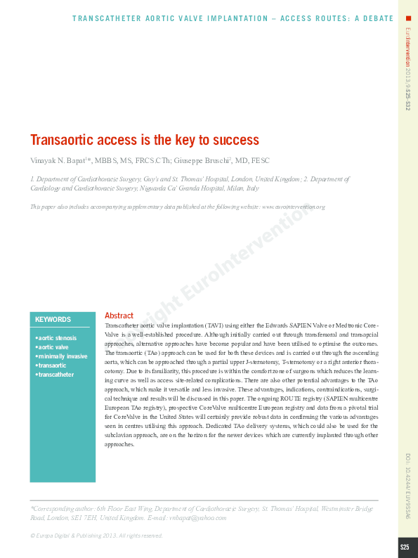 (PDF) Transaortic access is the key to success