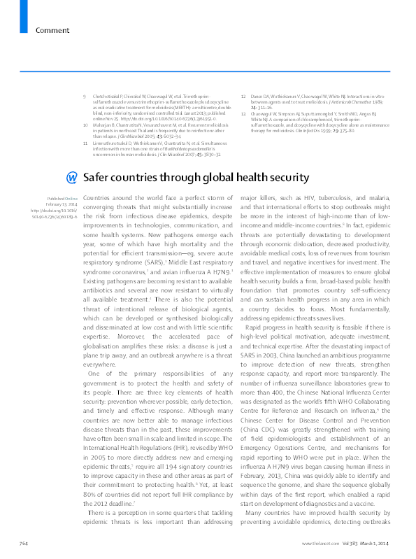 (PDF) Safer countries through global health security