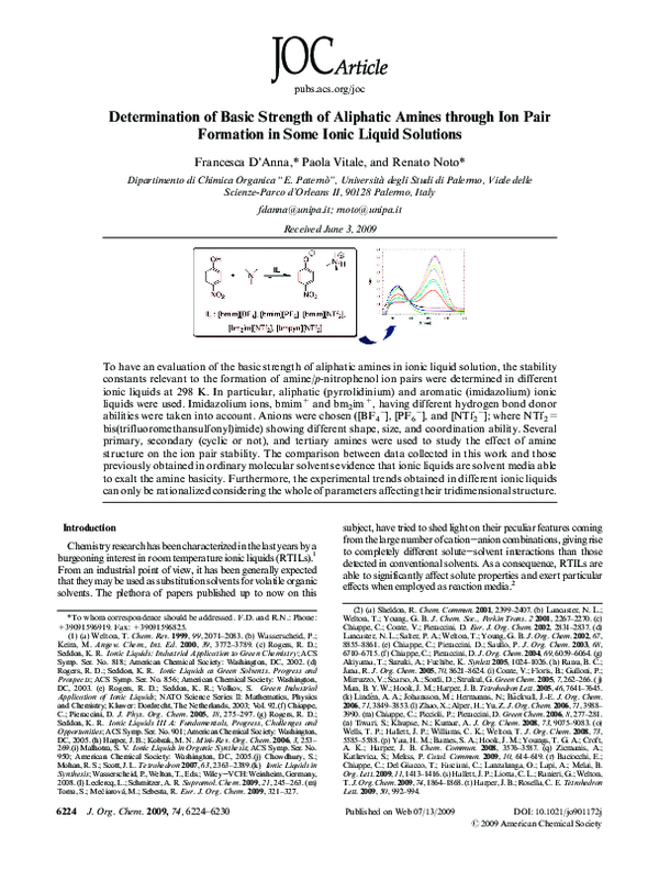 (PDF) Determination of Basic Strength of Aliphatic Amines through Ion ...