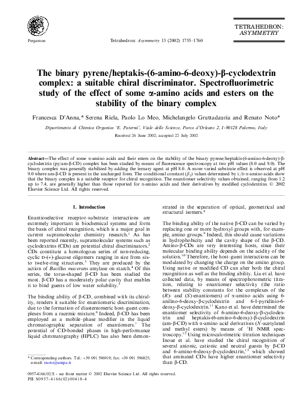 (PDF) The binary pyrene/heptakis-(6-amino-6-deoxy)-β-cyclodextrin ...