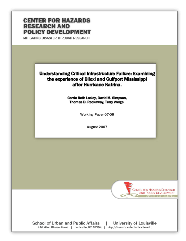 (PDF) Understanding critical infrastructure failure: examining the ...