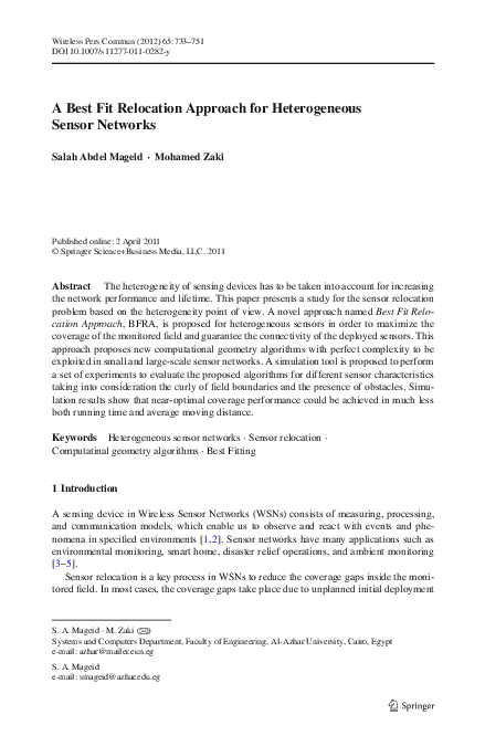 (PDF) A Best Fit Relocation Approach for Heterogeneous Sensor Networks