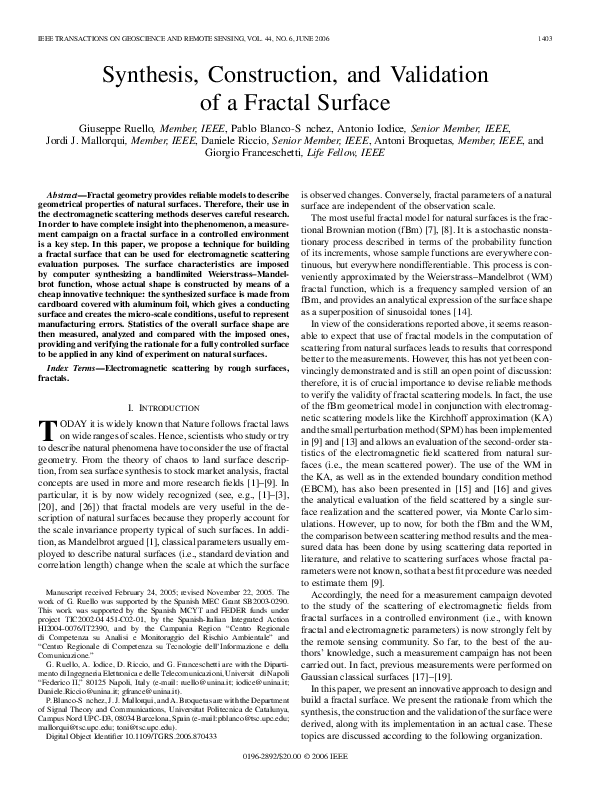 (PDF) Synthesis, construction, and validation of a fractal surface