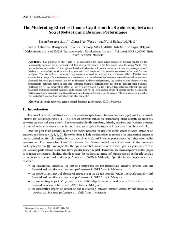 (PDF) Human Capital's Role in SME Performance