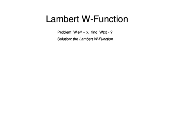 (PDF) Lambert W-Function