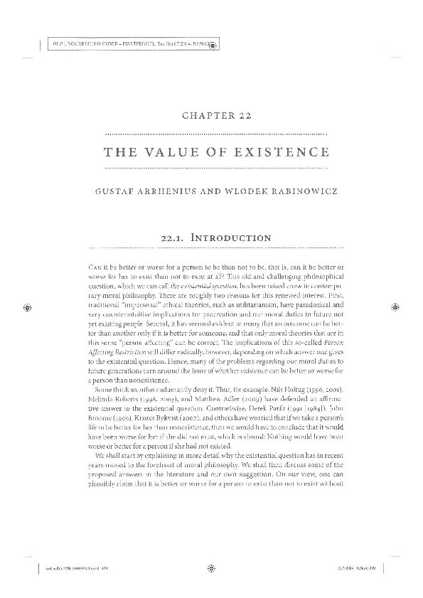 (PDF) The Value of Existence