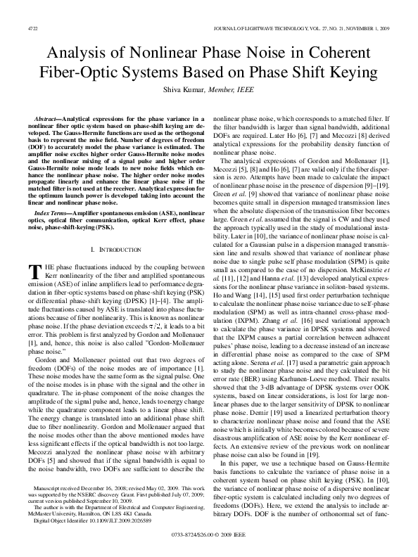 (PDF) Impact of linear coupling on nonlinear phase noise in two-core fibers | Nestor Crisostomo ...