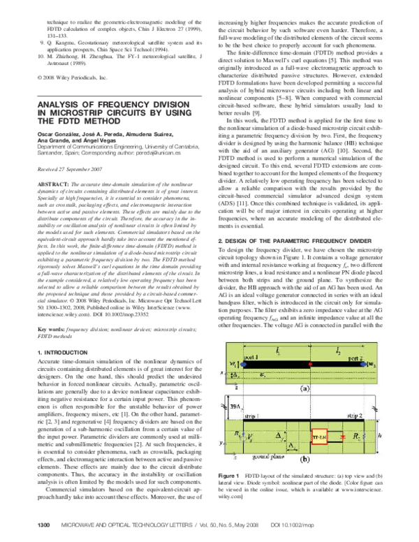 Pdf Analysis Of Frequency Division In Microstrip Circuits By Using