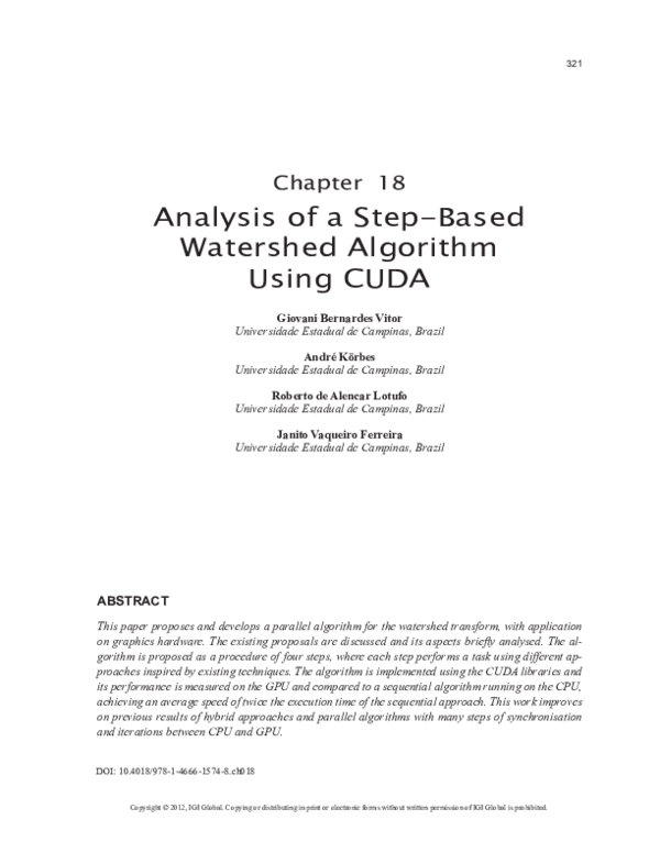 Pdf Analysis Of A Step Based Watershed Algorithm Using Cuda