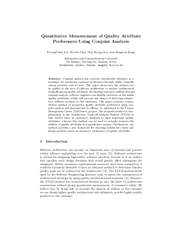 (PDF) Quantitative Measurement of Quality Attribute Preferences Using ...