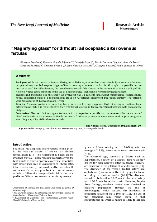 (PDF) " Magnifying glass " for difficult radiocephalic arteriovenous ...
