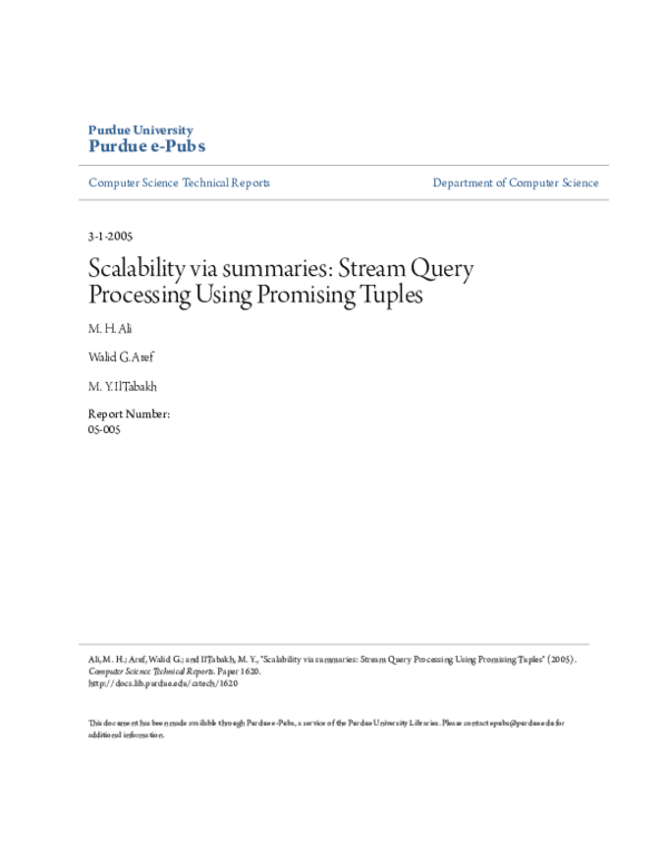 Pdf Scalability Via Summaries Stream Query Processing Using