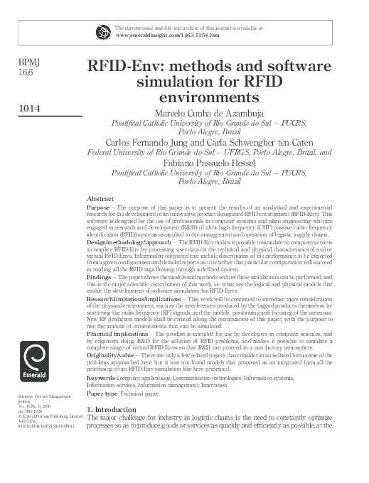 (PDF) RFID-Env: methods and software simulation for RFID environments