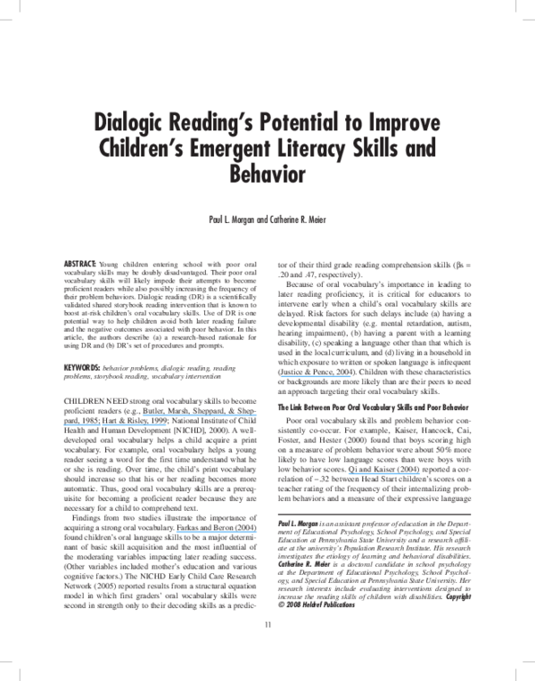 (PDF) Dialogic Reading's Potential to Improve Children's Emergent ...