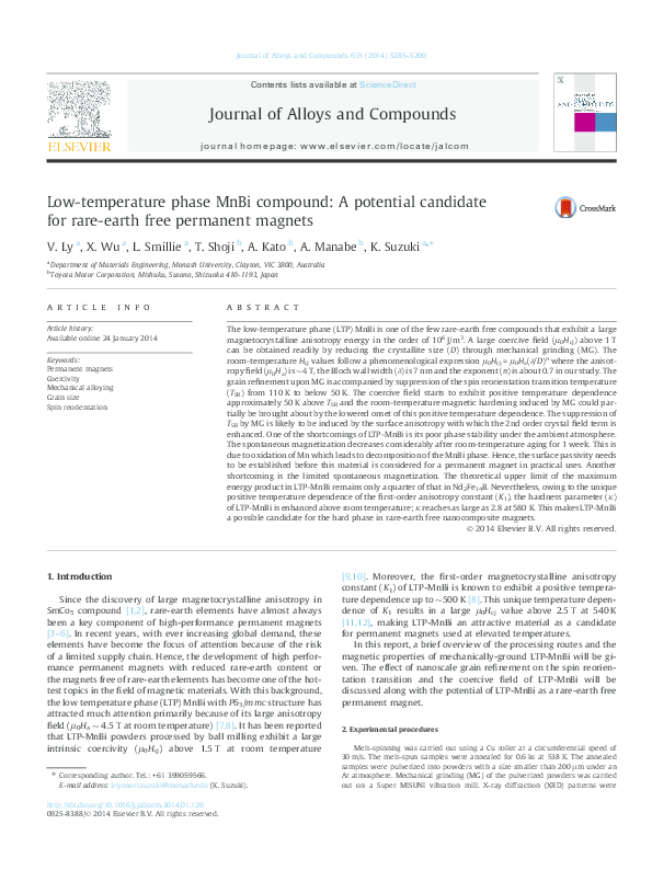 (PDF) Low-temperature phase MnBi compound: A potential candidate for ...