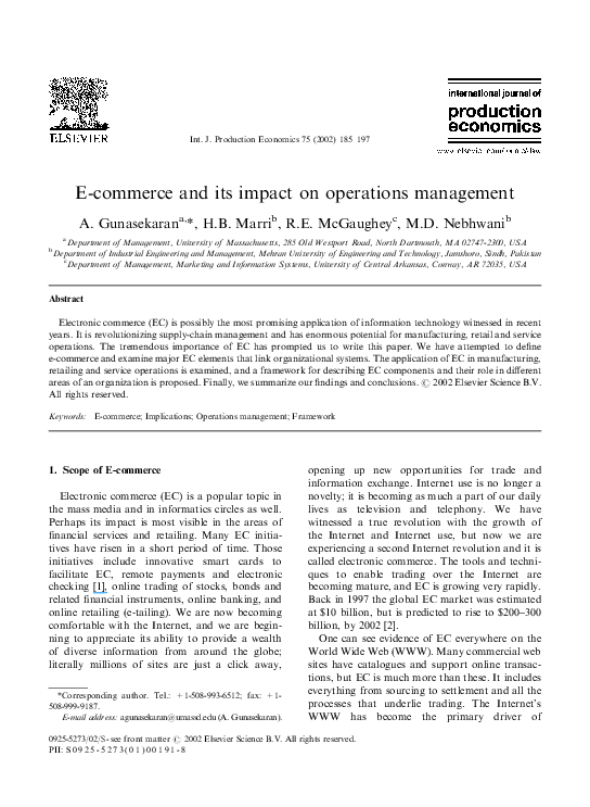 (PDF) E-commerce and its impact on operations management