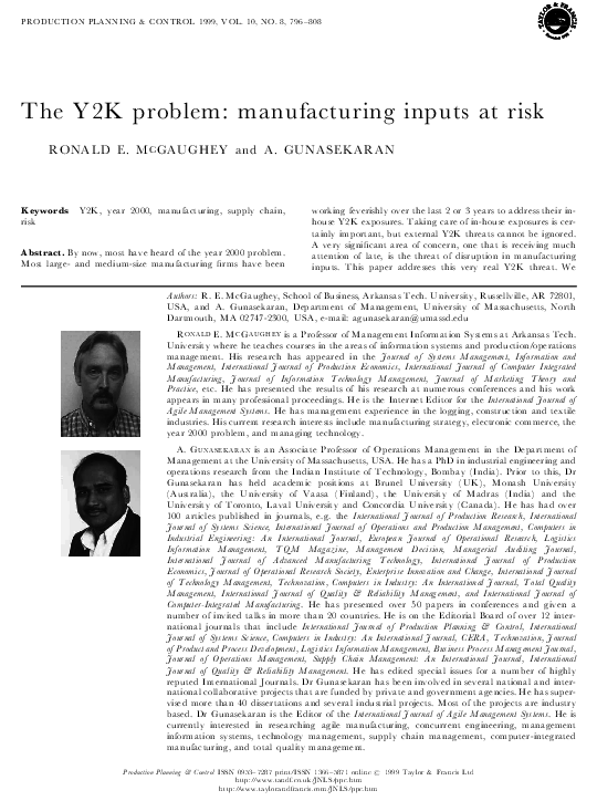 (PDF) The Y2K problem: manufacturing inputs at risk