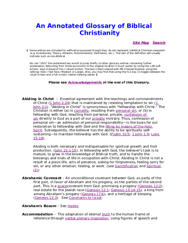 (DOC) An Annotated Glossary of Biblical Christianity