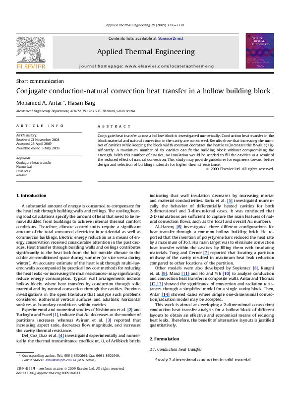(PDF) Conjugate conduction-natural convection heat transfer in a hollow ...