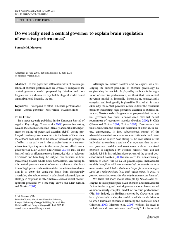 (PDF) Do we really need a central governor to explain brain regulation ...