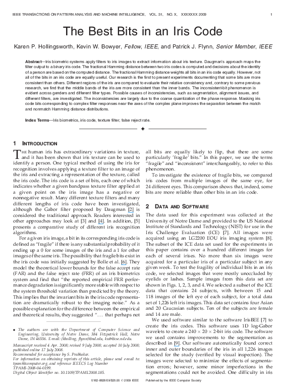 (PDF) The Best Bits in an Iris Code