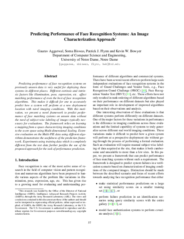 Pdf Predicting Performance Of Face Recognition Systems An Image