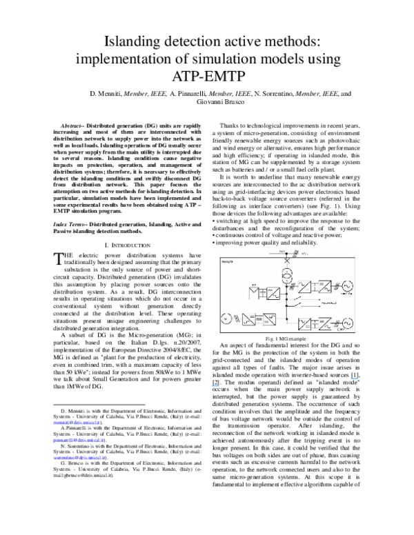 Pdf Islanding Detection Active Methods Implementation Of Simulation Models Using Atp Emtp A