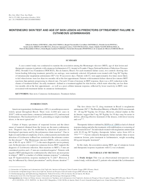 (PDF) Montenegro skin test and age of skin lesion as predictors of ...