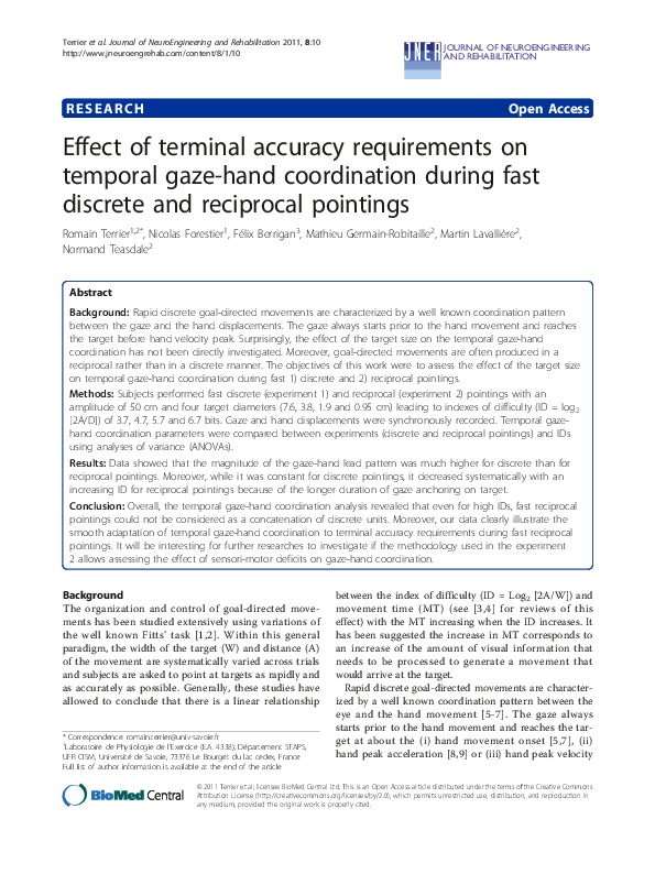 (PDF) Effect of terminal accuracy requirements on temporal gaze-hand ...