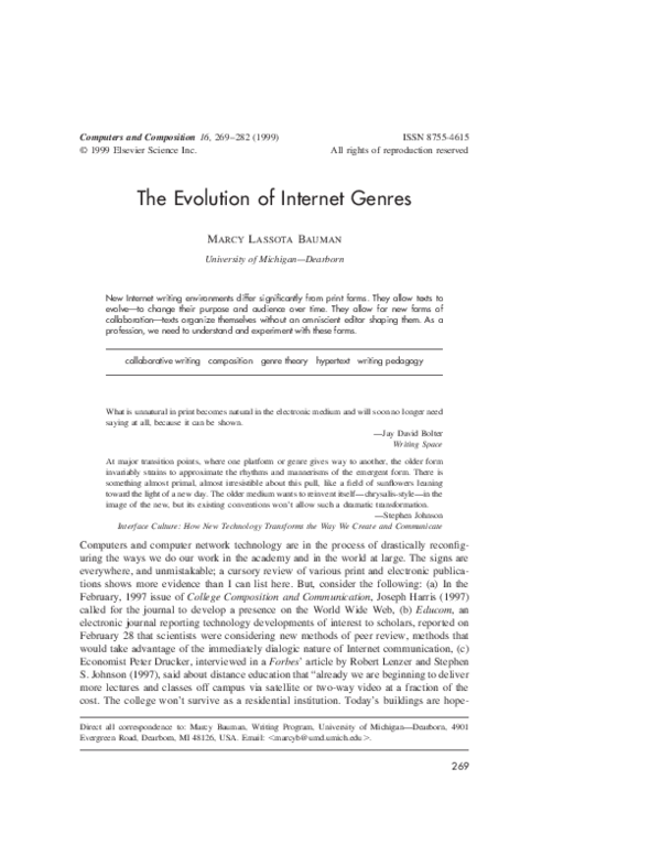 (PDF) The Evolution of Internet Genres