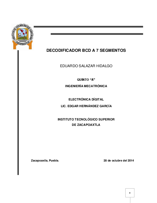 (PDF) DECODIFICADOR BCD A 7 SEGMENTOS ELECTRÓNICA DIGITAL