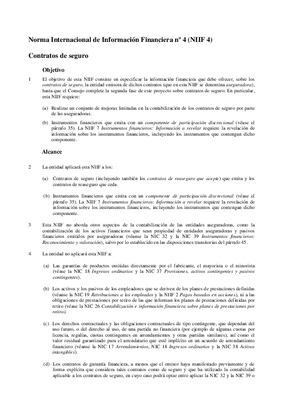 (PDF) Norma Internacional de Información Financiera nº 4 (NIIF 4 ...