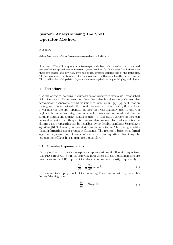 (PDF) System Analysis Using the Split Operator Method