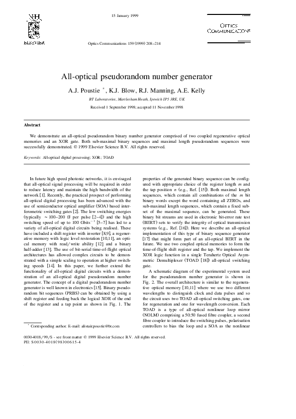 (PDF) All-optical pseudorandom number generator