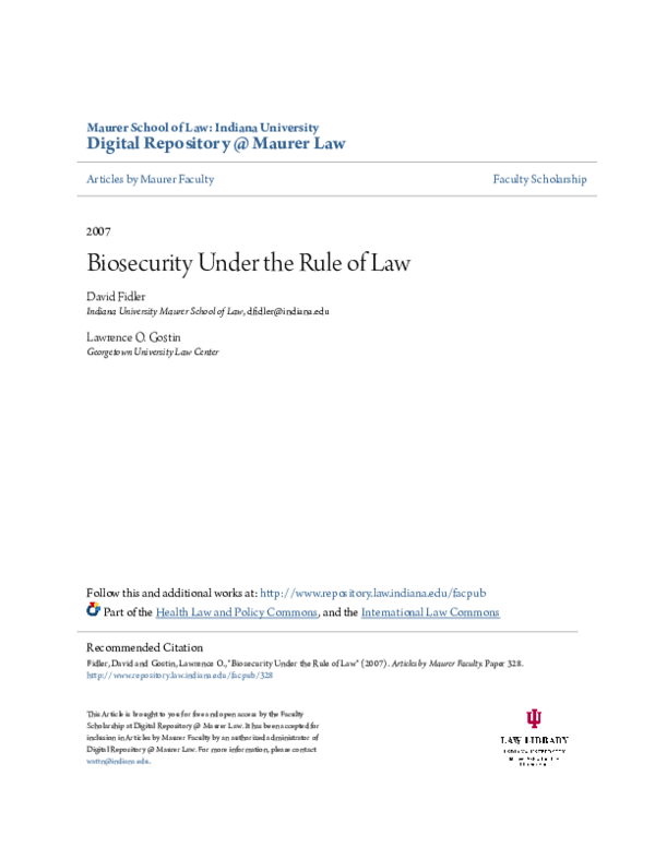 (PDF) Biosecurity Under the Rule of Law