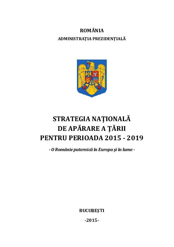 (PDF) ROMÂNIA ADMINISTRAŢIA PREZIDENŢIALĂ STRATEGIA NAŢIONALĂ DE APĂRARE A ŢĂRII PENTRU PERIOADA ...