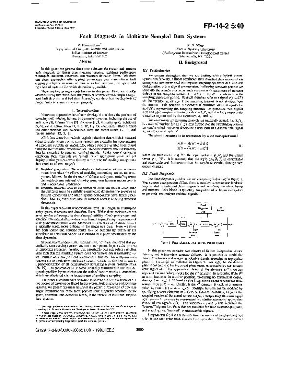 (PDF) Fault diagnosis in multirate sampled data systems