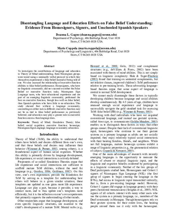 (PDF) Disentangling Language and Education Effects on False Belief ...