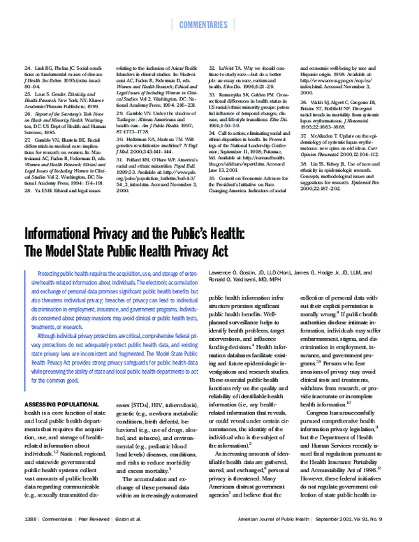(PDF) Informational Privacy and the Public's Health: The Model State ...