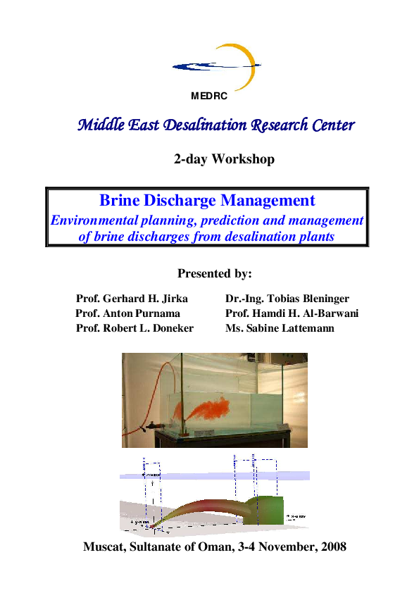 (PDF) Brine Discharge Management Environmental planning, prediction and management of brine ...