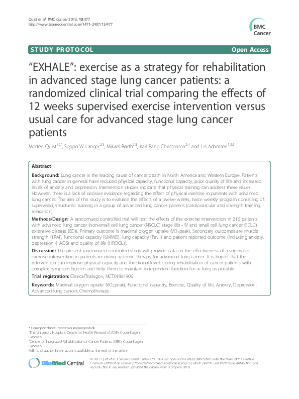 (PDF) EXHALE": exercise as a strategy for rehabilitation in advanced ...