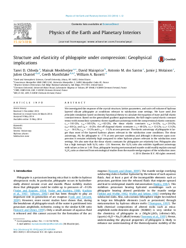 (PDF) Structure and elasticity of phlogopite under compression ...
