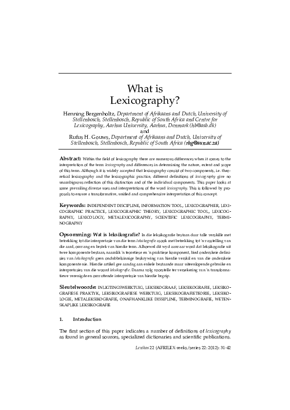 (PDF) What is Lexicography?