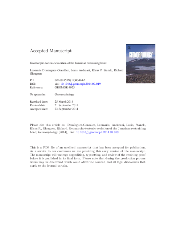 (PDF) Geomorpho-tectonic evolution of the Jamaican restraining bend
