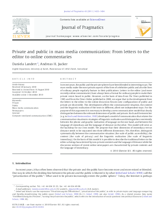 (PDF) Private and public in mass media communication: From letters to ...