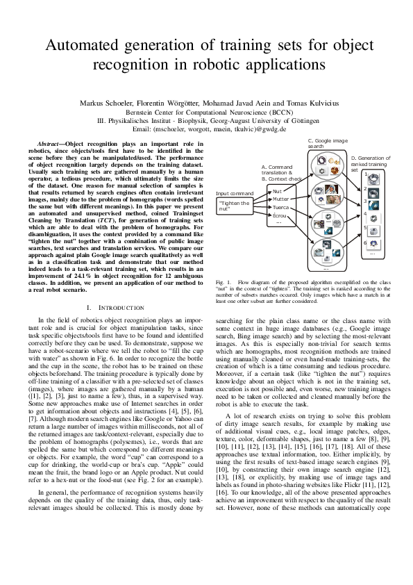 Pdf Automated Generation Of Training Sets For Object Recognition In Robotic Applications