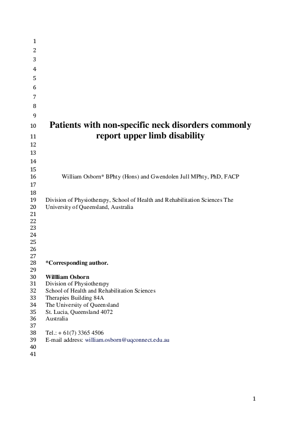 (PDF) Patients with non-specific neck disorders commonly report upper ...