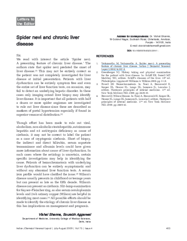 (PDF) Spider nevi and chronic liver disease