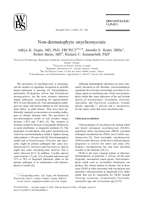 (PDF) Non-dermatophyte onychomycosis