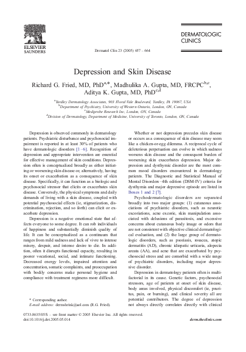 (PDF) Depression and skin disease